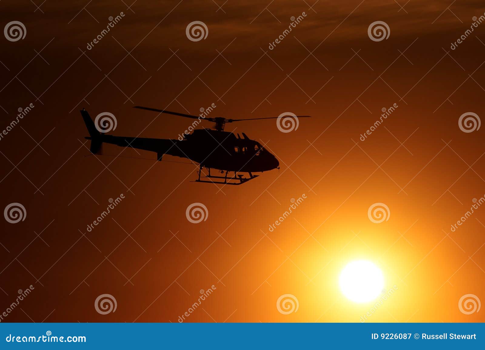 Helicopter Sunset Flight stock image. Image of transport - 9226087