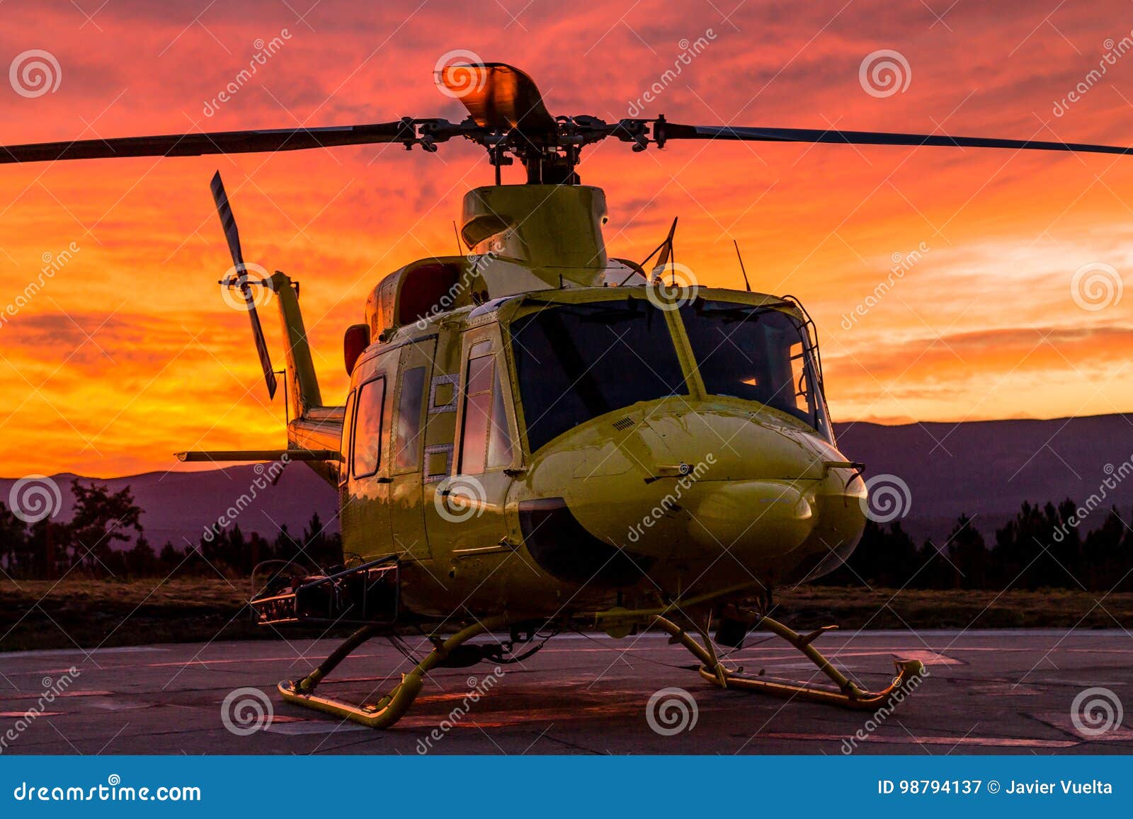 Helicopter on a sunset stock image. Image of search, aviation - 98794137
