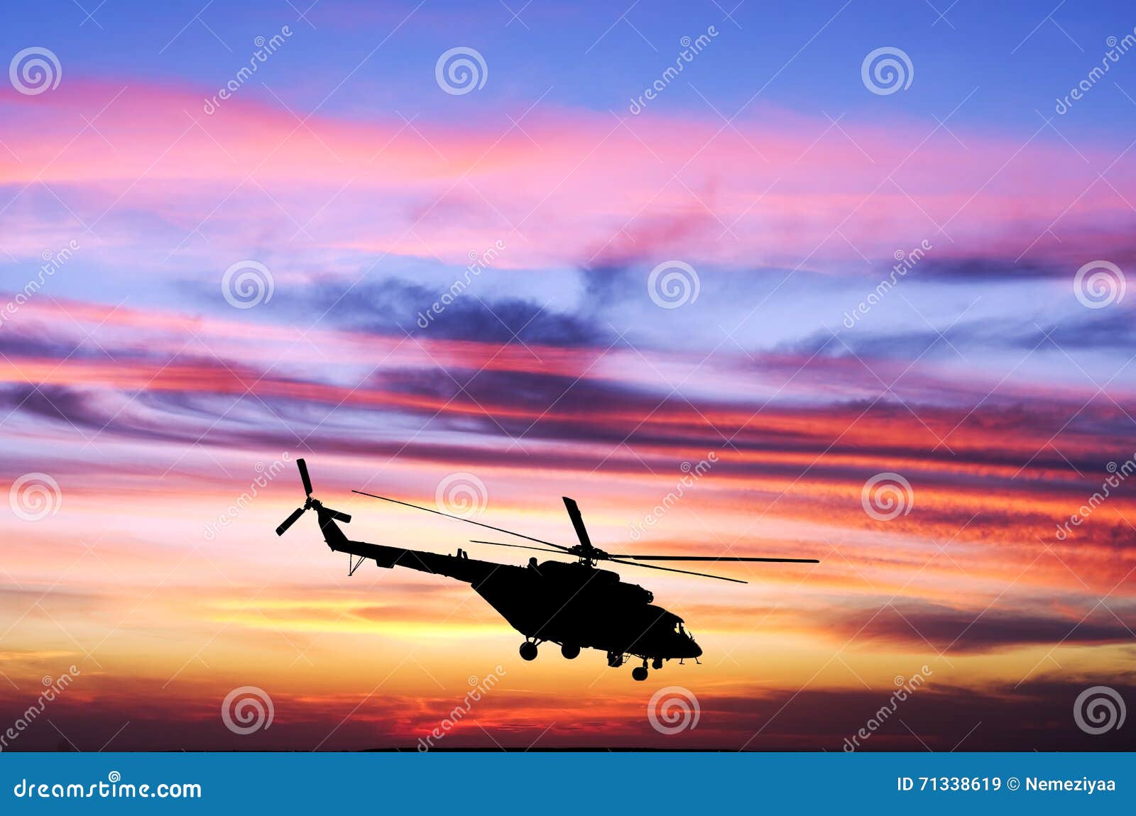 Helicopter at sunset stock image. Image of aviation, machine - 71338619