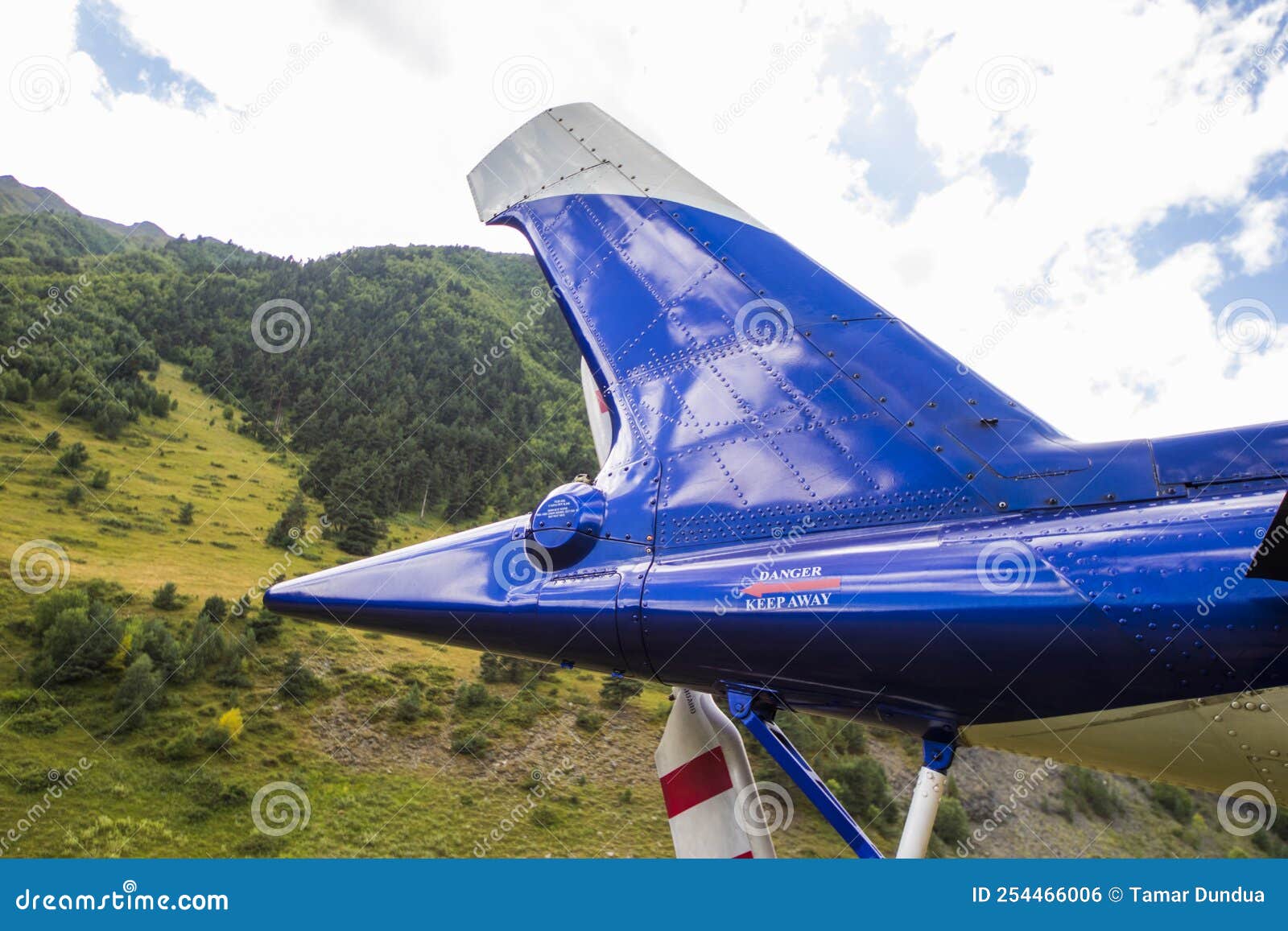 Helicopter Tail Close-up, Blue and White Helicopter Stock Photo - Image ...