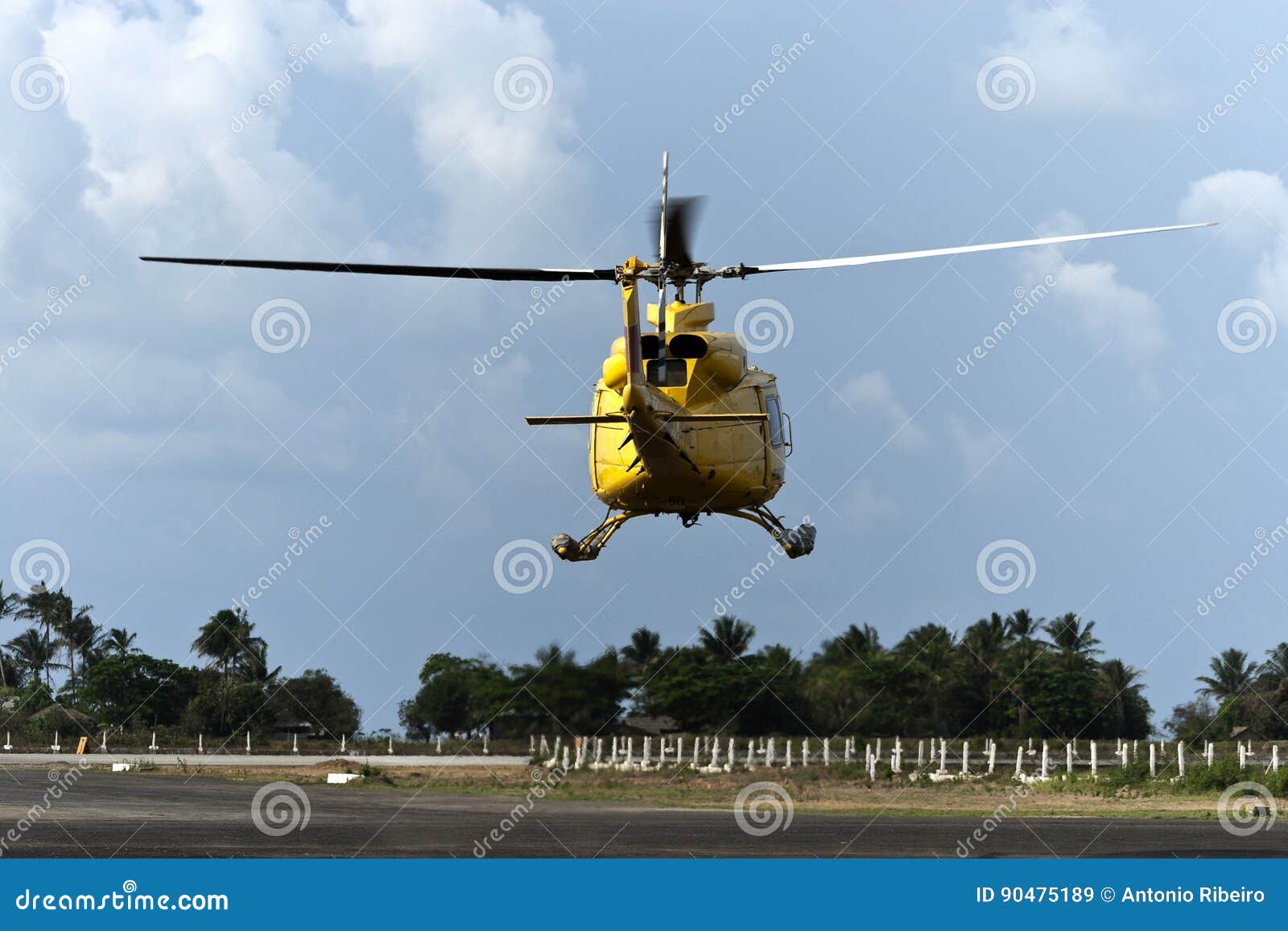 Helicopter Taking Off stock image. Image of yellow, aviation - 90475189