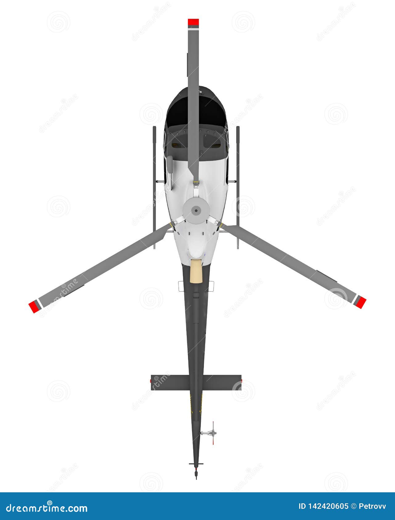 Helicopter Top View Isolated on White Stock Illustration - Illustration ...