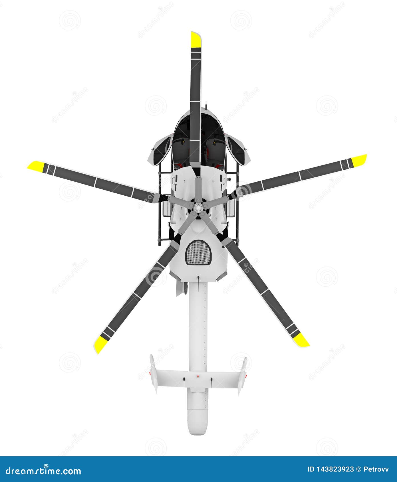 Helicopter Top View Isolated on White Stock Illustration - Illustration ...
