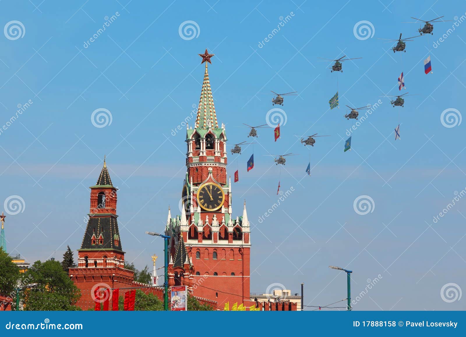 Helicopters with Flags Fly Over Red Square Editorial Stock Photo ...