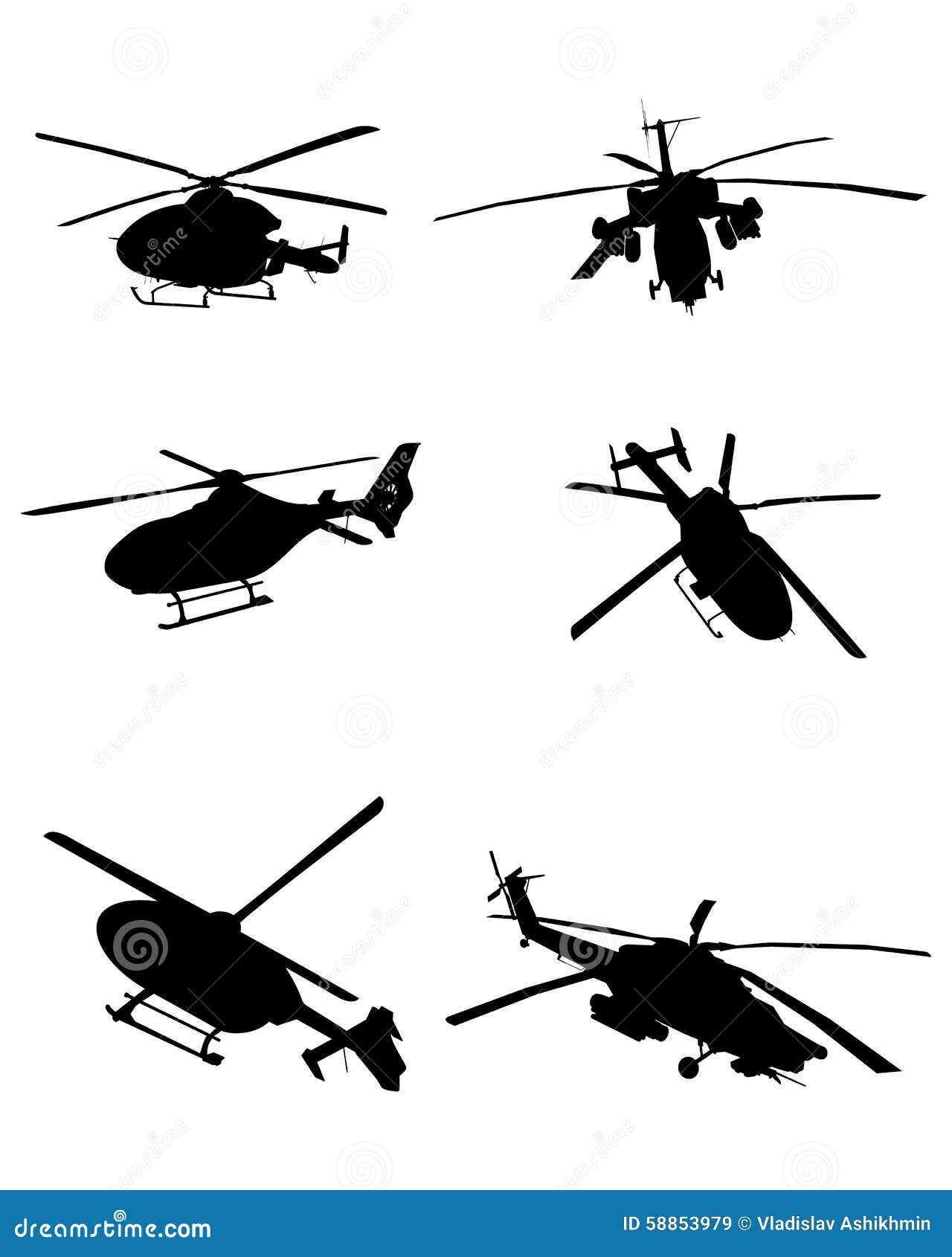 Helicopters set stock vector. Illustration of vehicle - 58853979