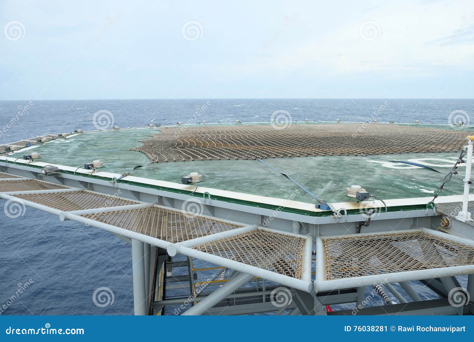 Helideck Of Oil And Gas Drilling Rig In Offshore Industry, Helicopter ...