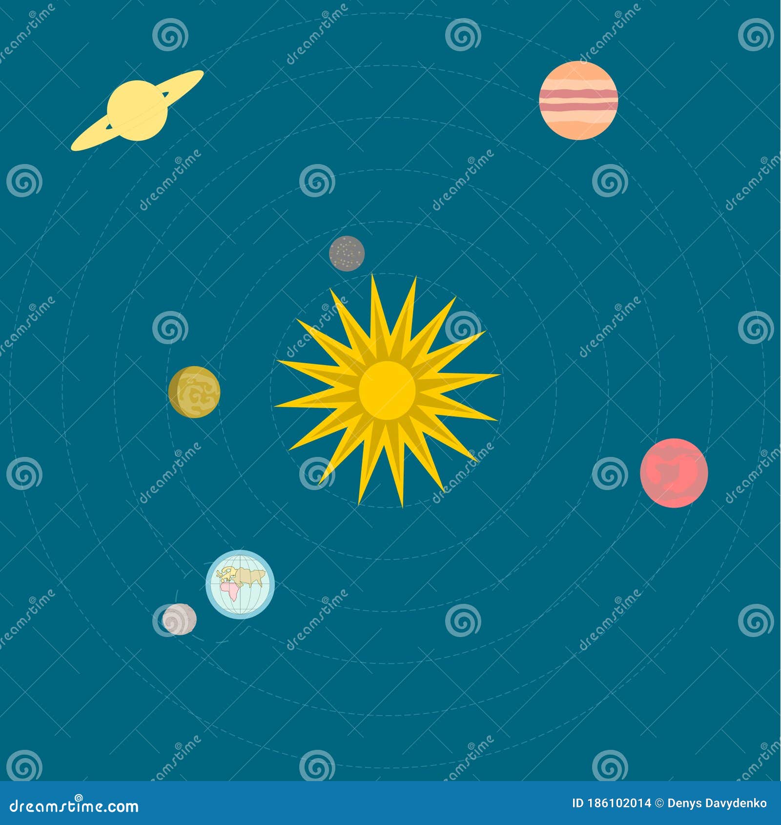 Solar System cartoon stock illustration. Illustration of orbits - 186102014