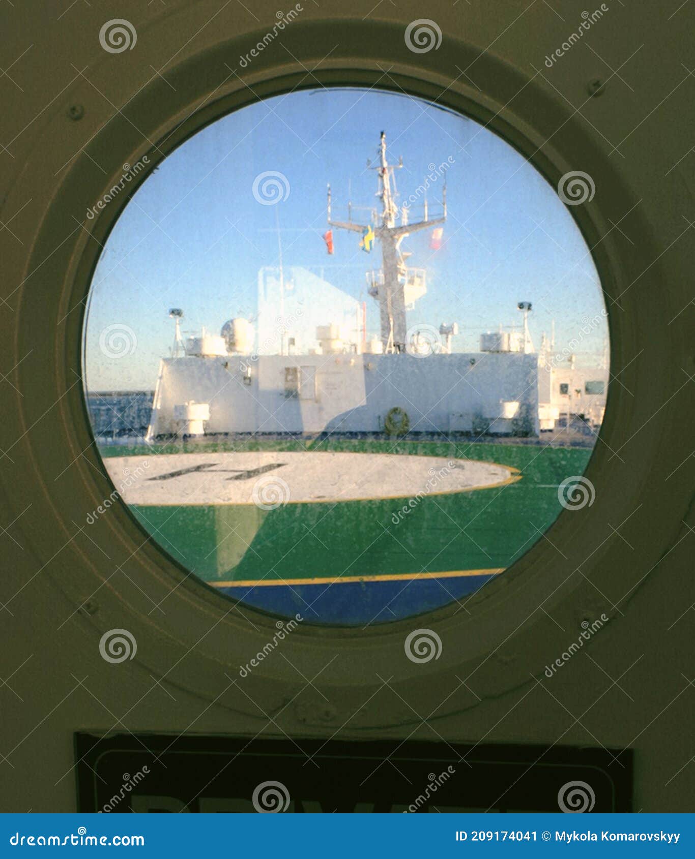 Helipad area on ship stock image. Image of deck, letter - 209174041