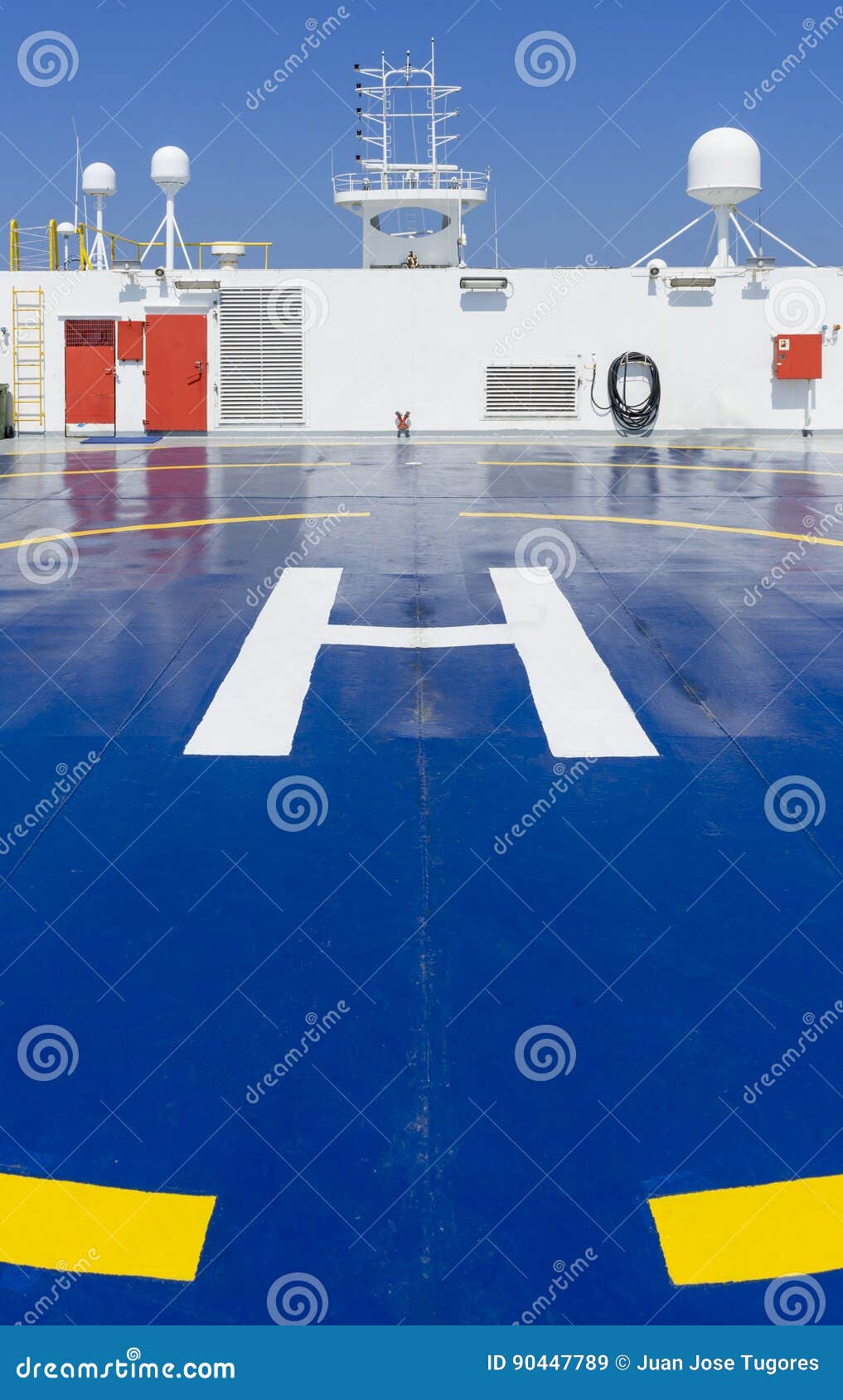 Helipad on the deck stock image. Image of place, water - 90447789