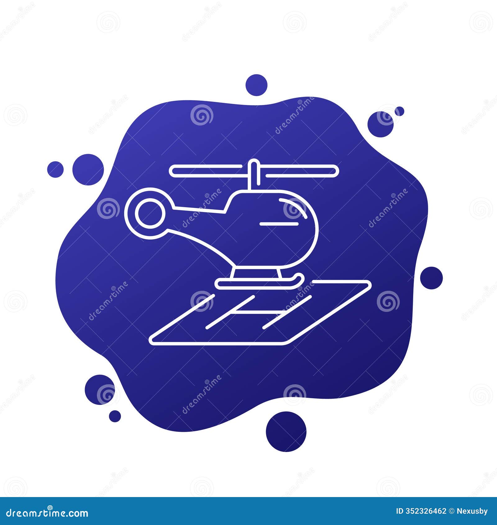 Helipad And Helicopter Line Icon Vector Illustration | CartoonDealer ...