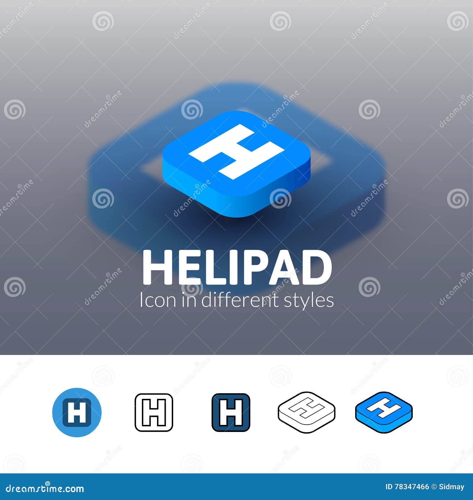 Helipad Color Icon, Flat Helicopter Platform Icon Vector Illustration ...