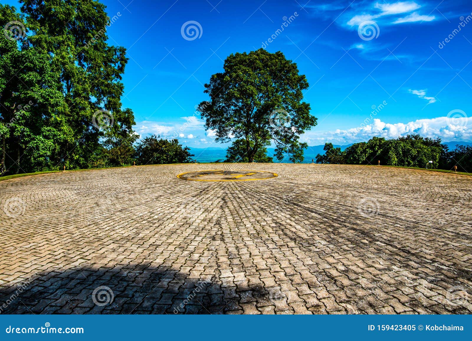 Helipad with mountain view stock image. Image of palace - 159423405