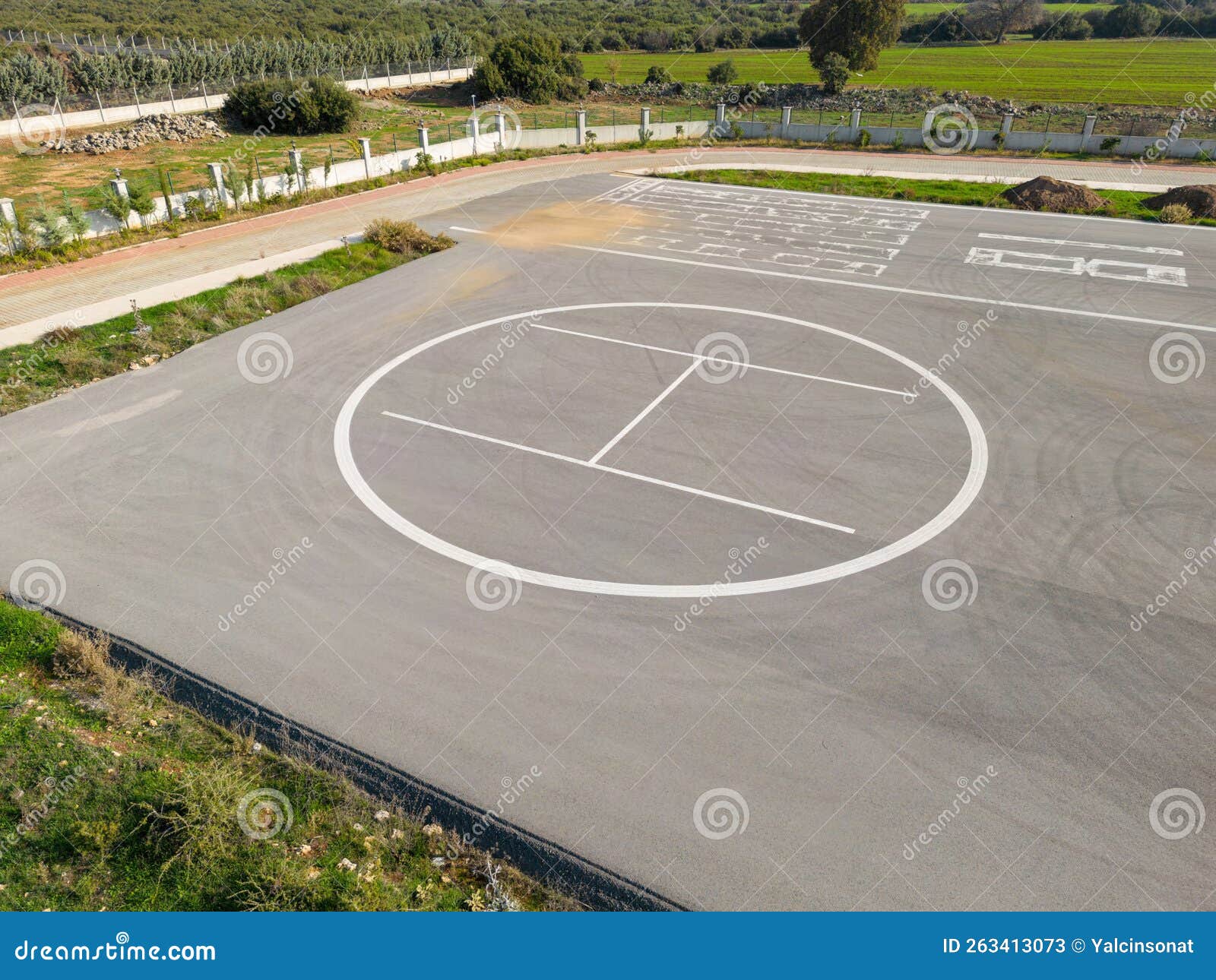 Helipad Next To Small Airstrip in Countryside Stock Image - Image of ...