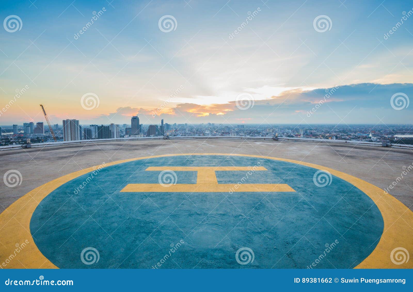 Helipad on Top of the Building Stock Photo - Image of transport, city ...