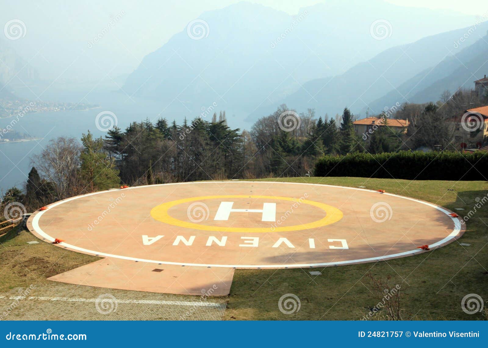 Heliport stock image. Image of aerial, alps, town, village - 24821757