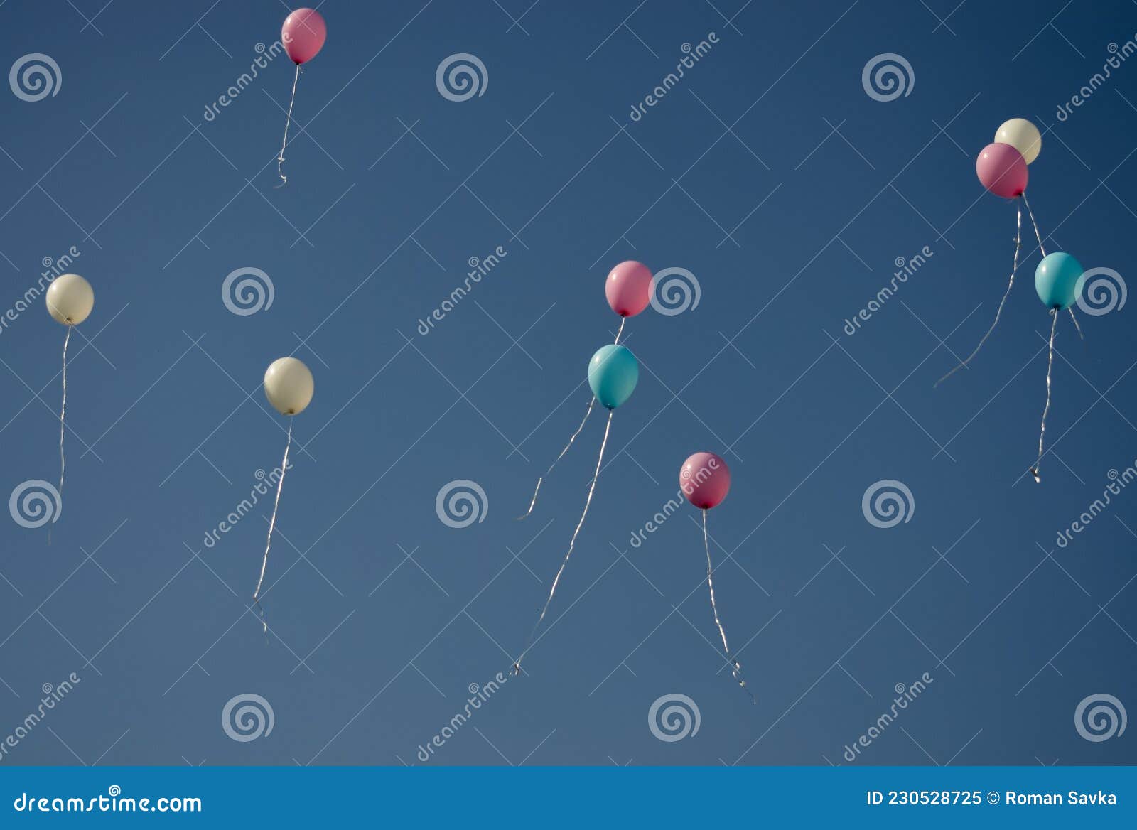 Helium Balloons Fly in the Air Stock Image - Image of birthday, color ...