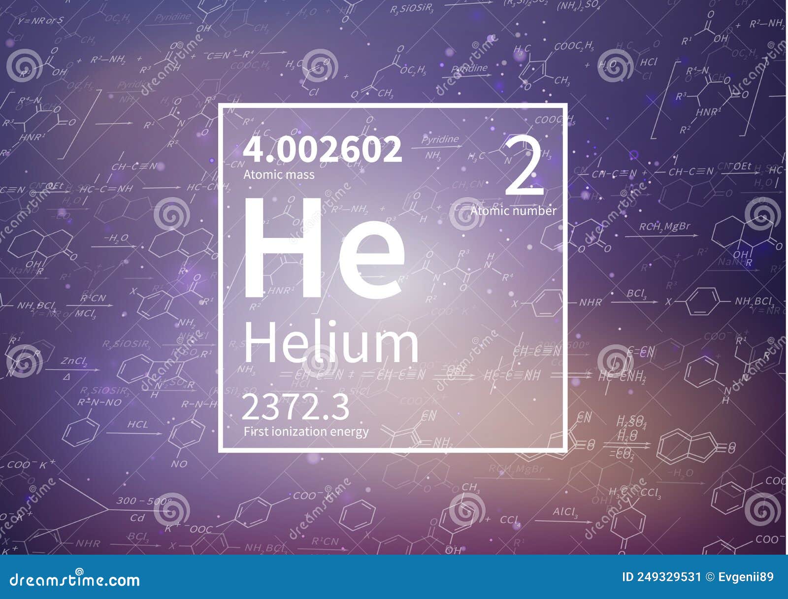 Helium Chemical Element with First Ionization Energy, Atomic Mass and ...