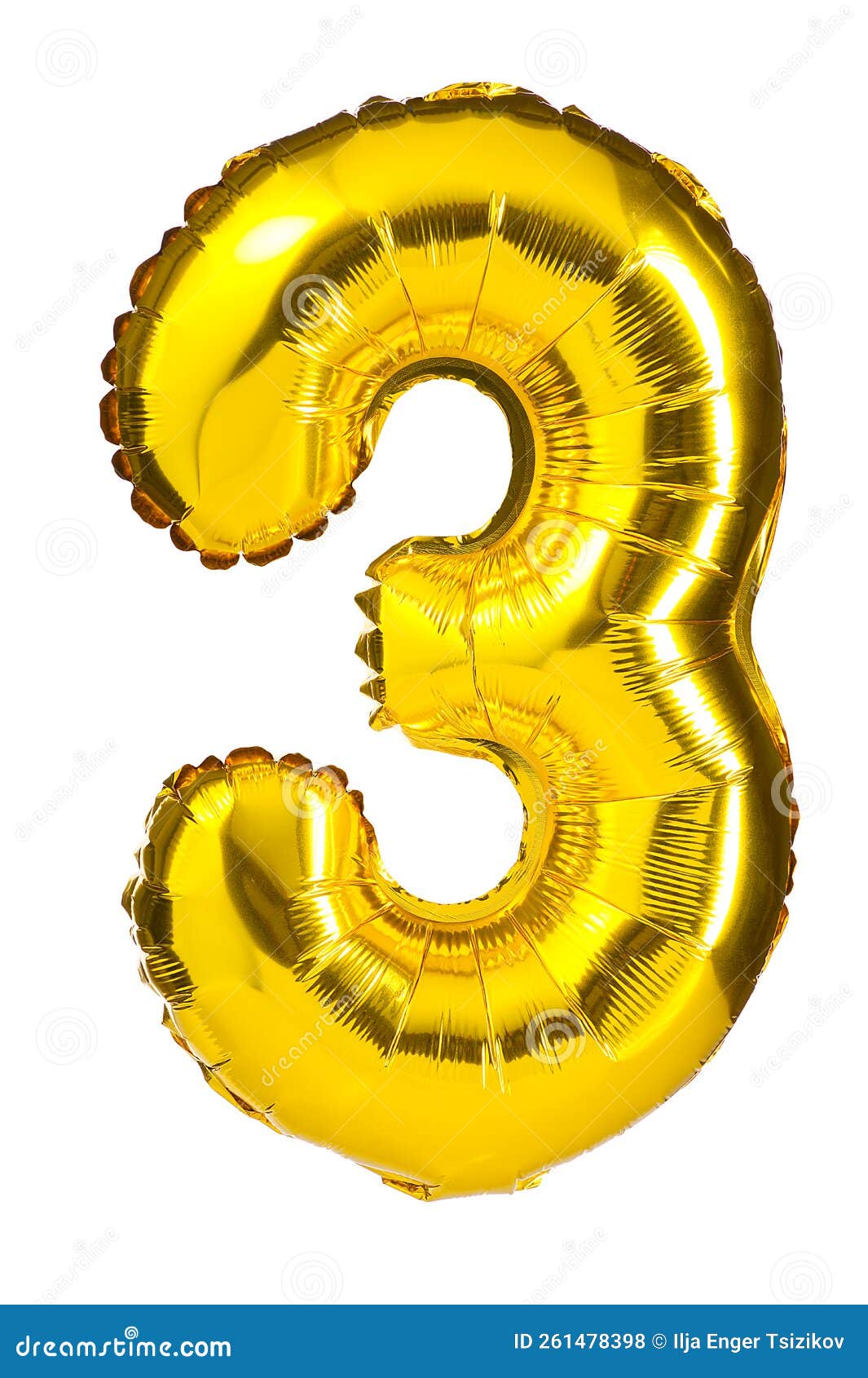 Helium Golden Balloon Number Four, 4. Isolated On White Royalty-Free ...