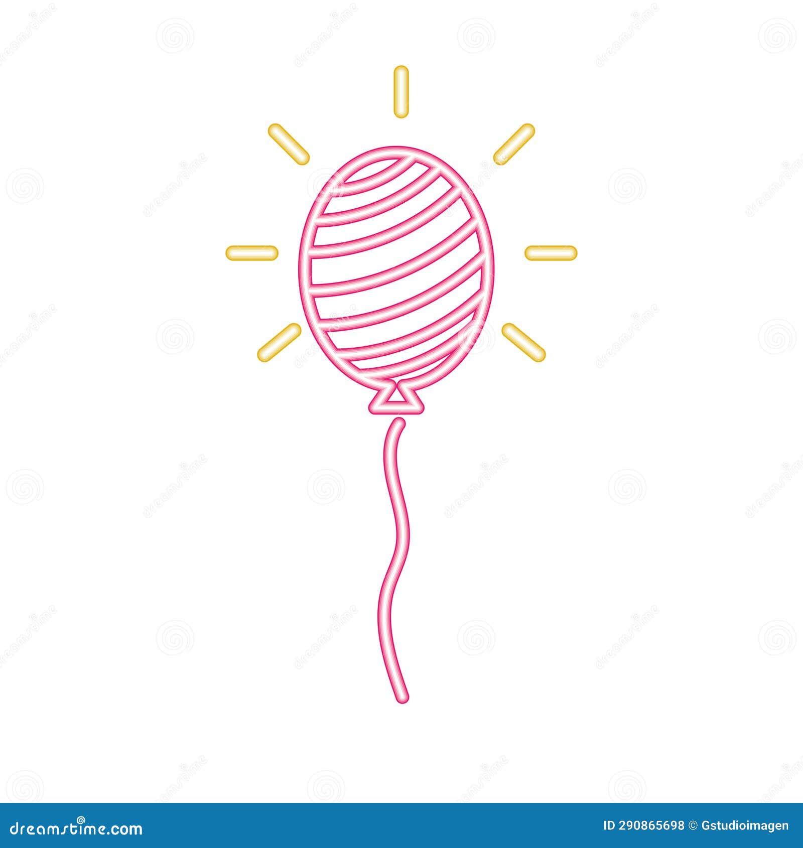 Neon Balloon Neon Sign, Balloon Glowing Logo, Glow Icons Balloon Stock ...