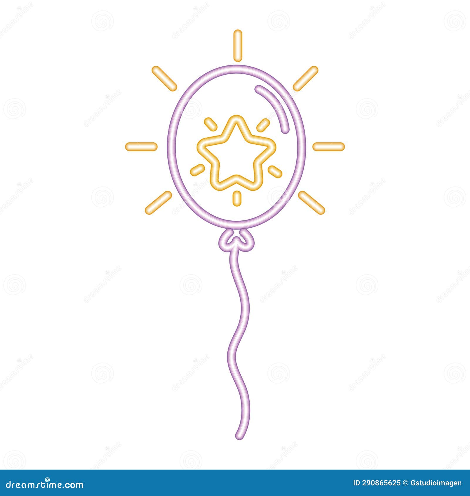 Neon Balloon Neon Sign, Balloon Glowing Logo, Glow Icons Balloon Stock ...