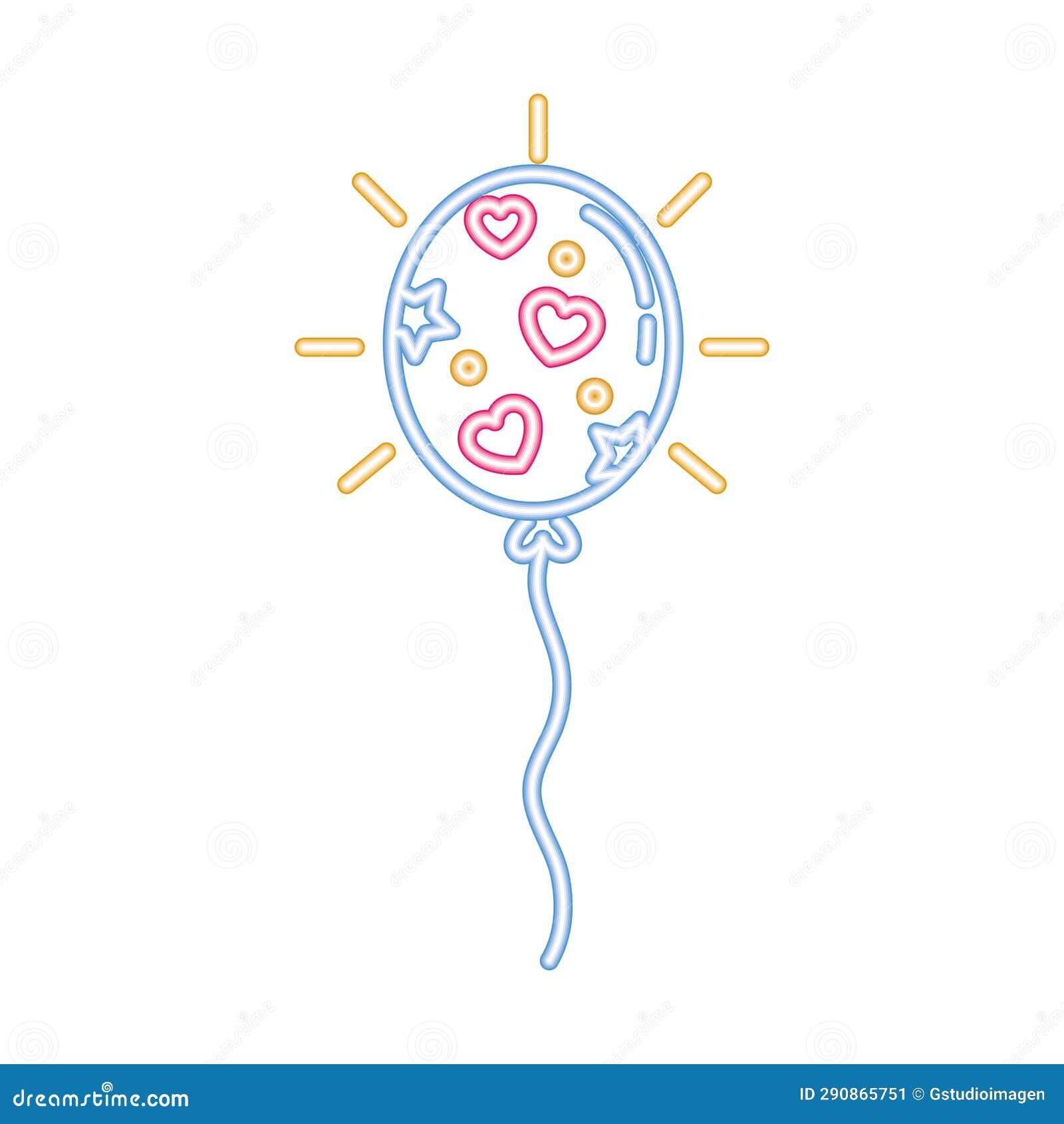 Neon Balloon Neon Sign, Balloon Glowing Logo, Glow Icons Balloon Stock ...