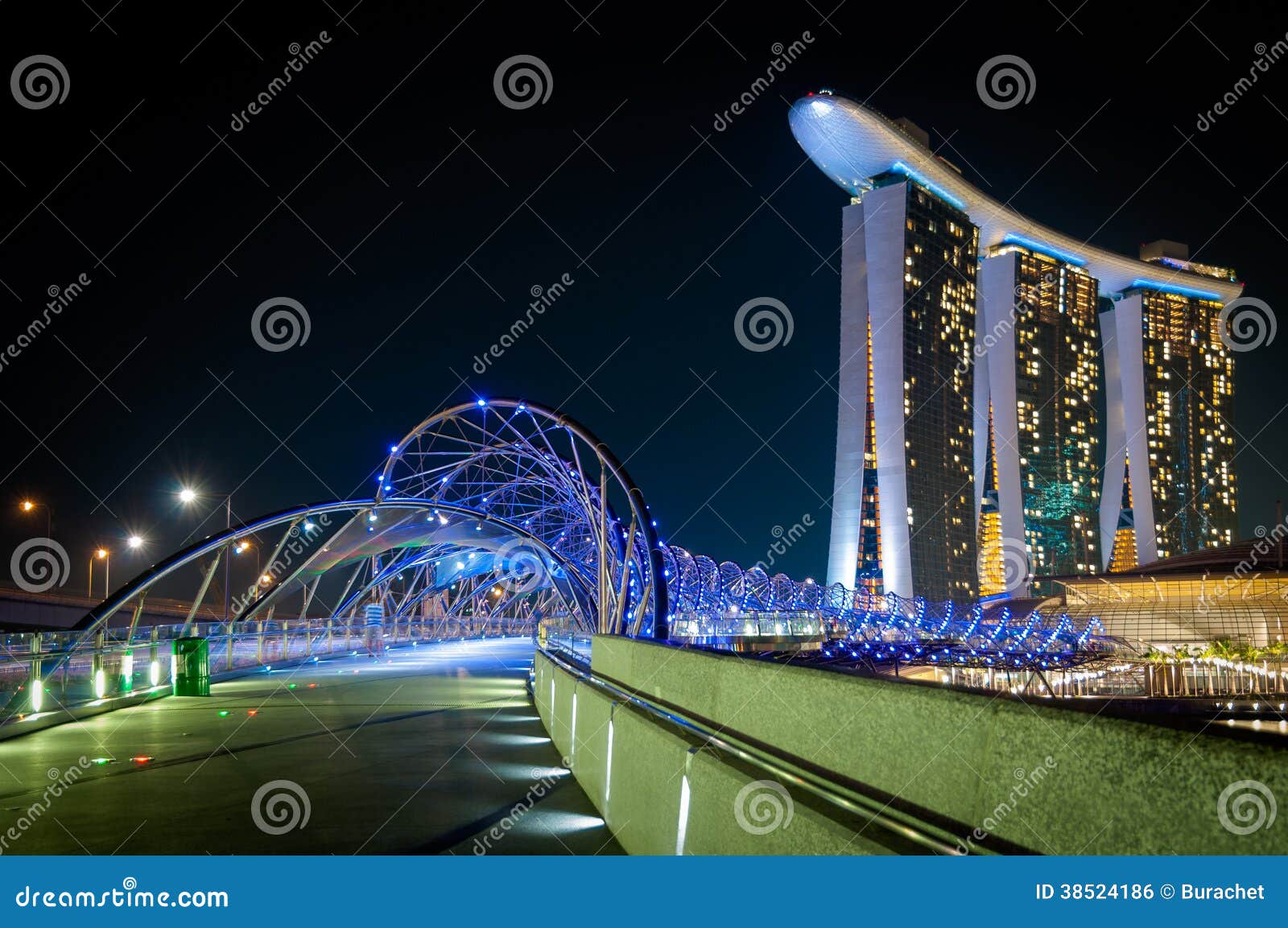 The Helix Bridge & Marina Bay Sands Editorial Image | CartoonDealer.com ...