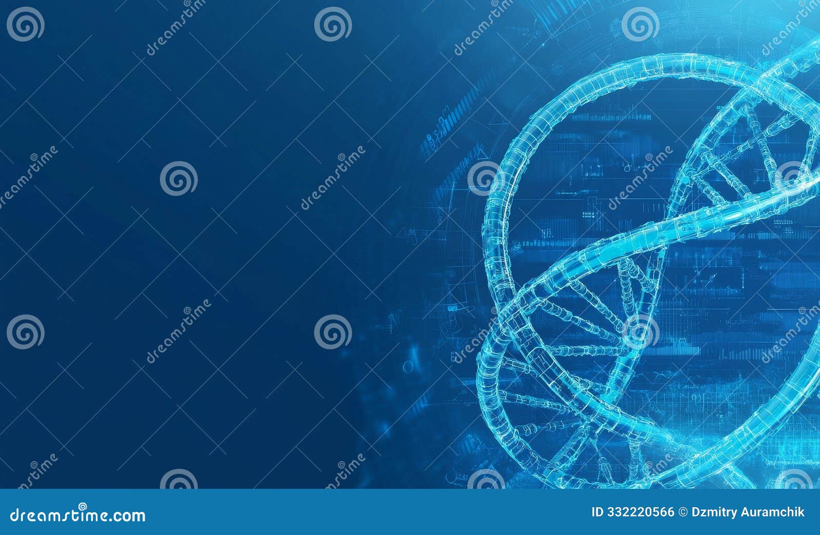 Helixes of Abstract Blue DNA Molecules Swirled in a Circle. Stock Photo ...
