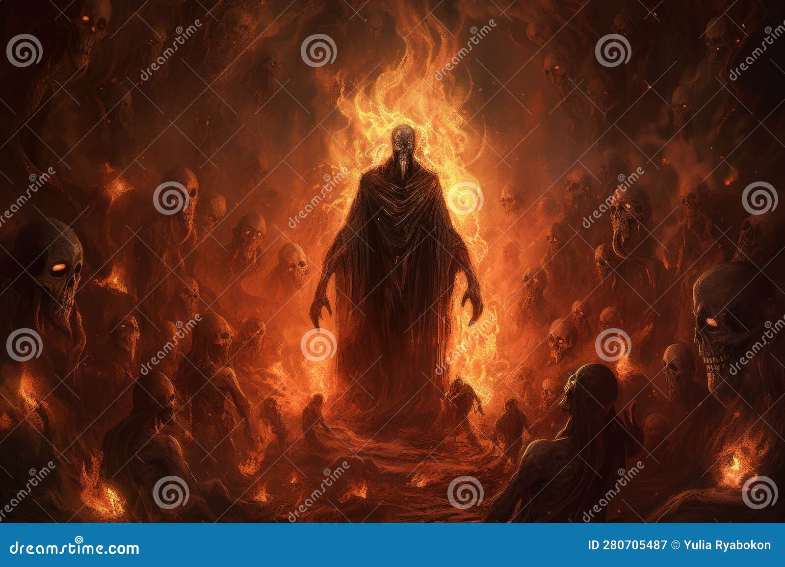 Hell Demon Fire Man. Generate Ai Stock Illustration - Illustration of ...