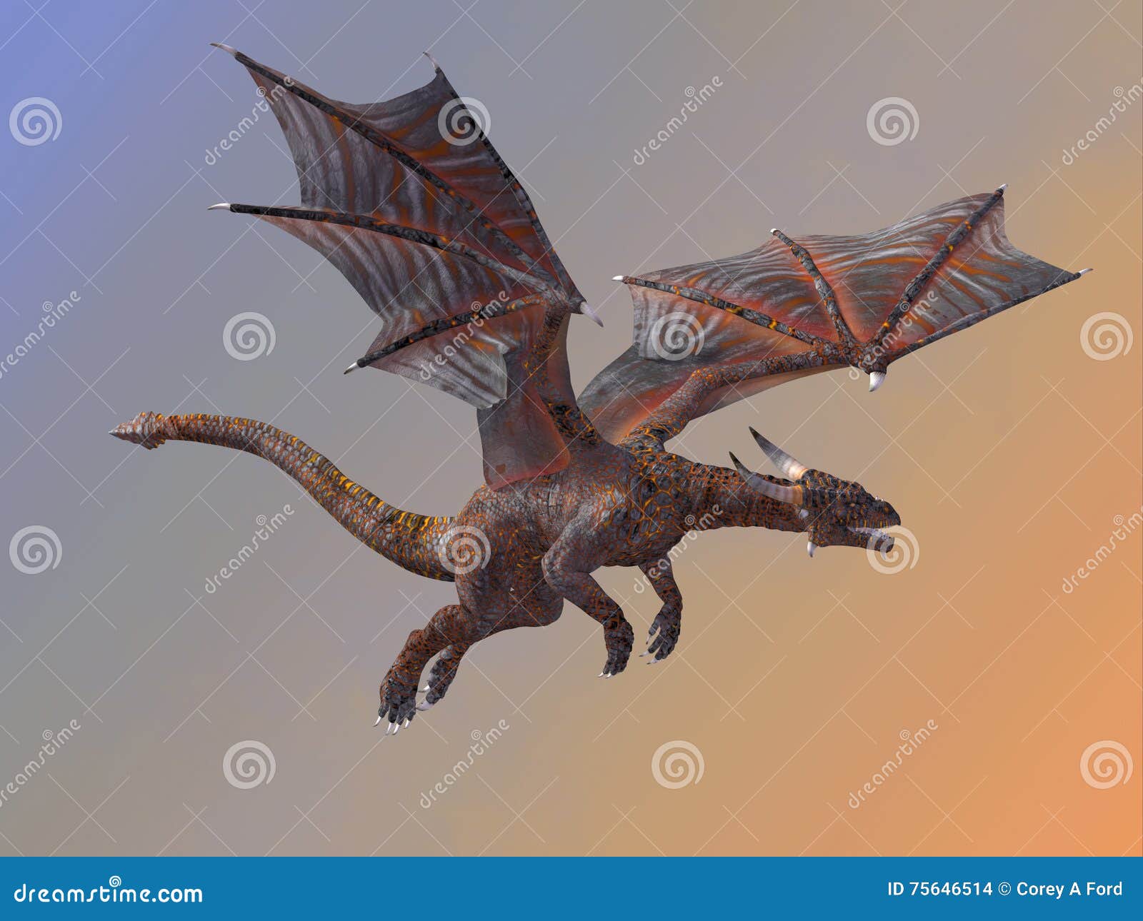 Red Hell Dragon Falling On Hot Land Stock Illustration | CartoonDealer ...