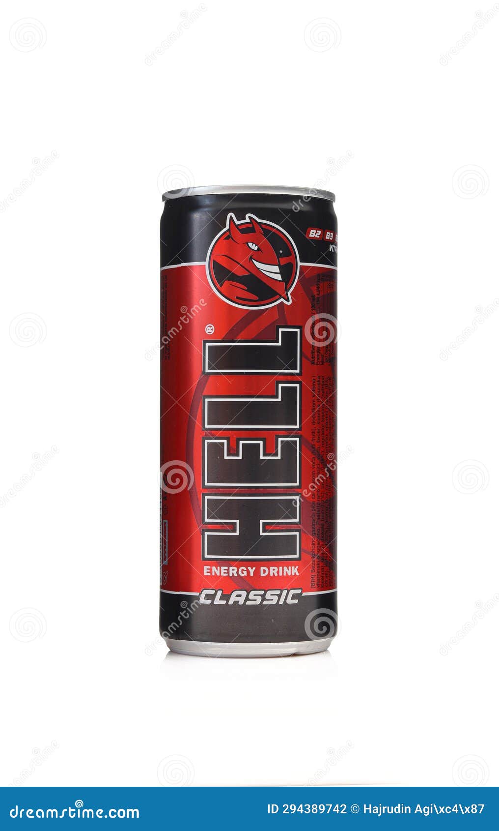 HELL Energy Drink Classic Can Packaging Isolated on White Background ...
