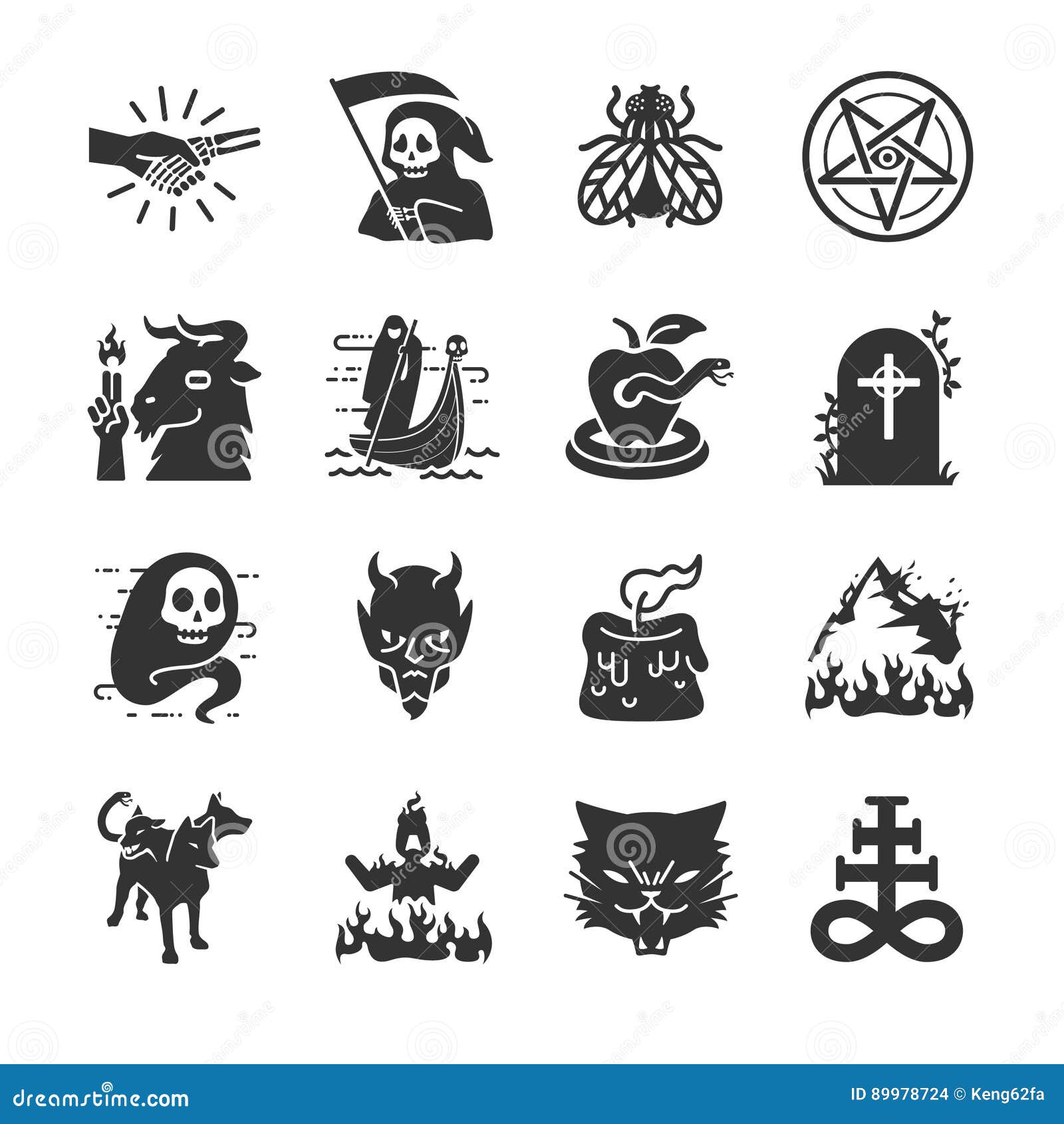 Hell and evil icons stock vector. Illustration of angel - 89978724