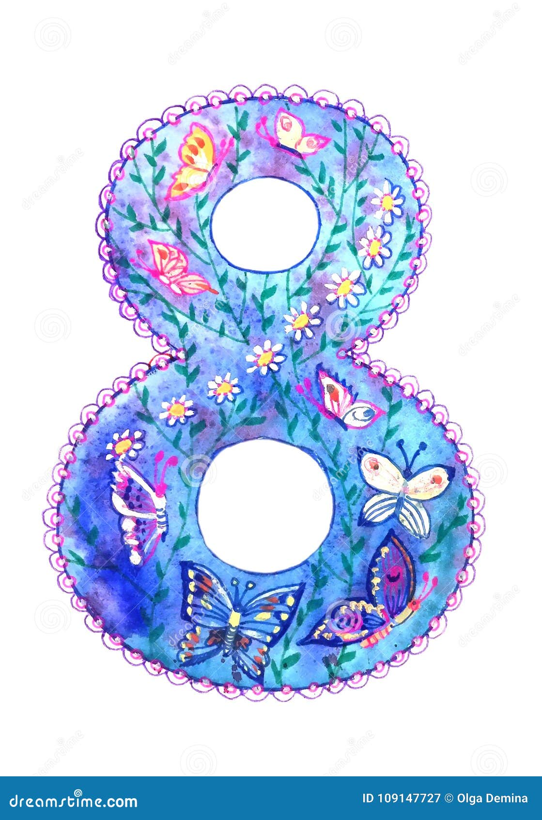 Hell Farbige Tabelle Acht Mit Acht Blumen Stockbild - Illustration von ...