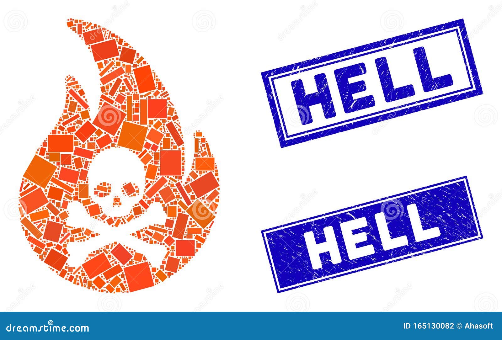 Hell Fire Mosaic and Grunge Rectangle Hell Stamp Seals Stock Vector ...