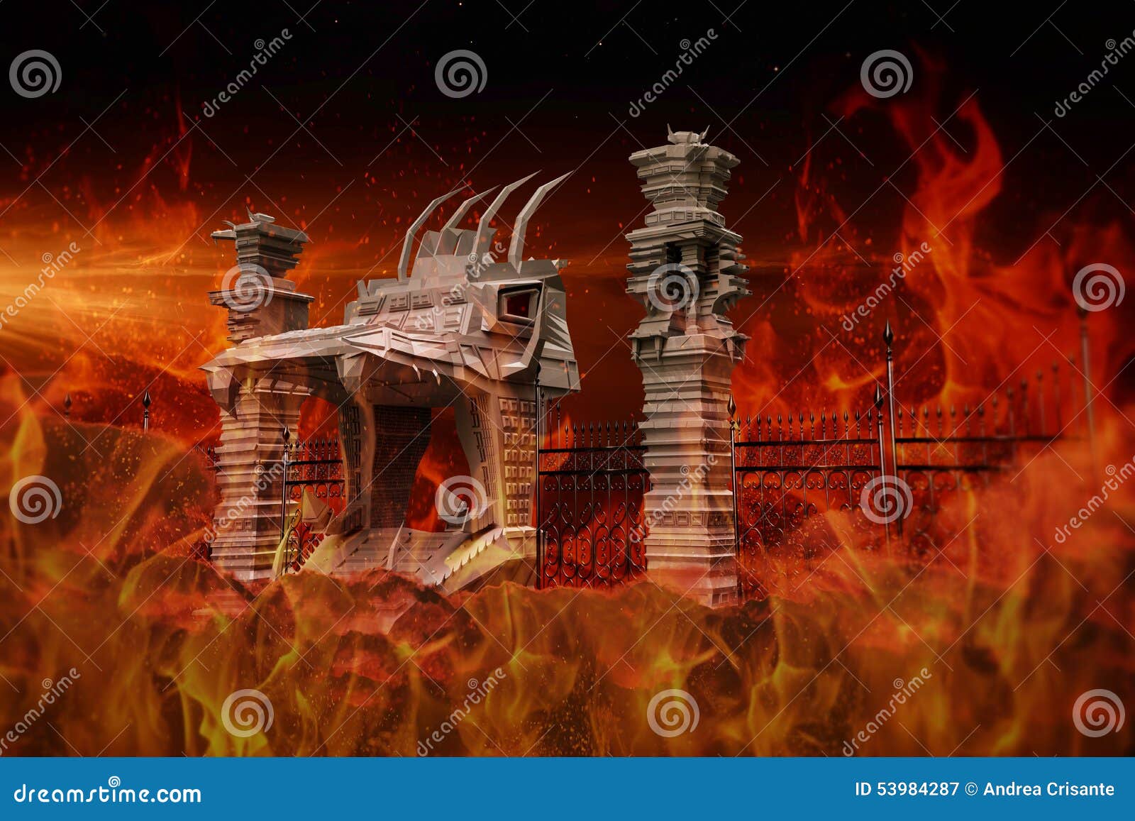 Gate To Hell. Entrance To Hellish Inferno. Access To Satan. Flam Vector ...