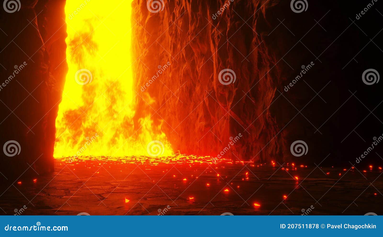 Hell Gates. Hell Fire. Devil Portal. Sinner. Religious Concept. 3d ...