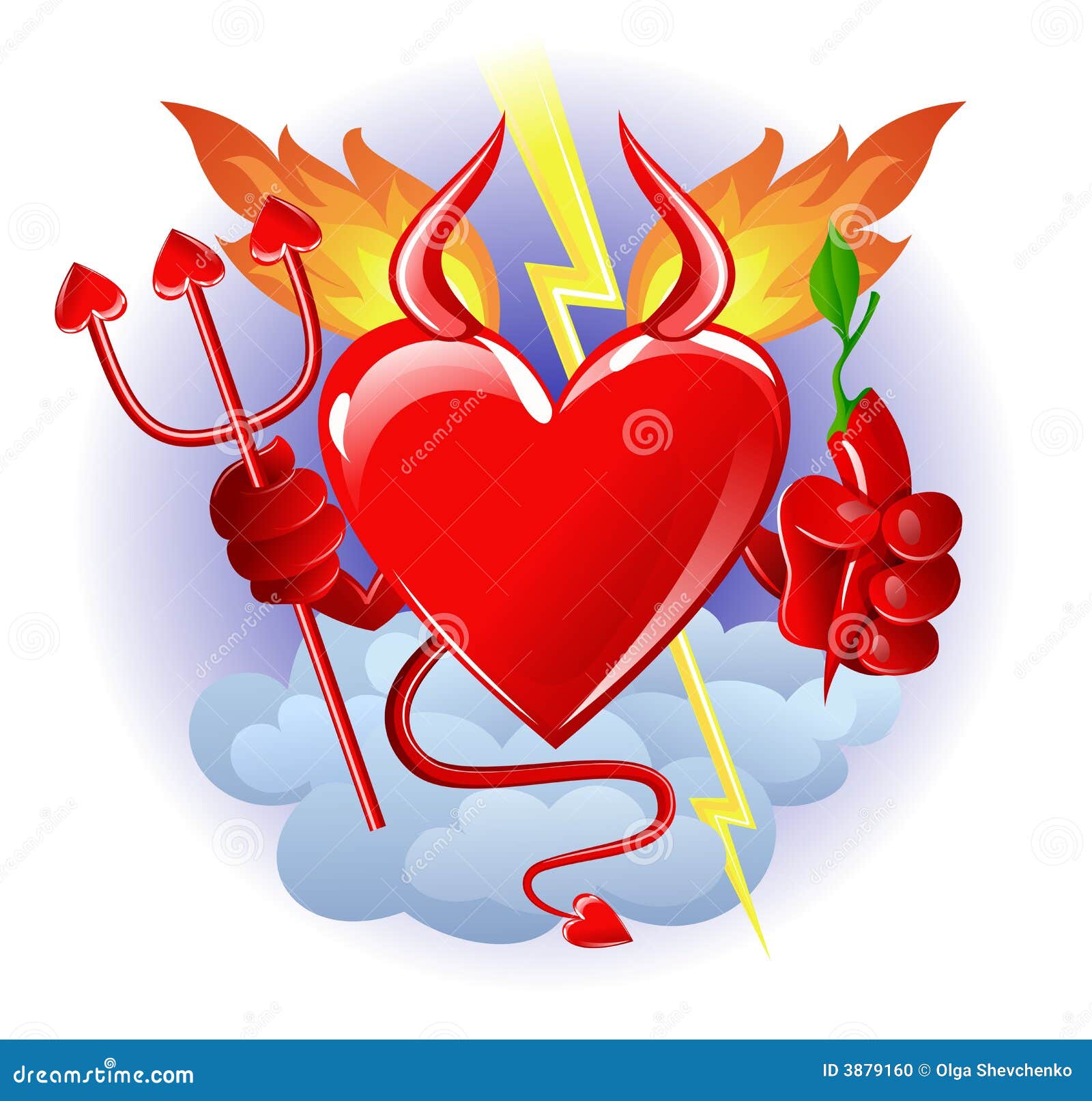 Hell heart stock vector. Illustration of fire, devil, chili - 3879160