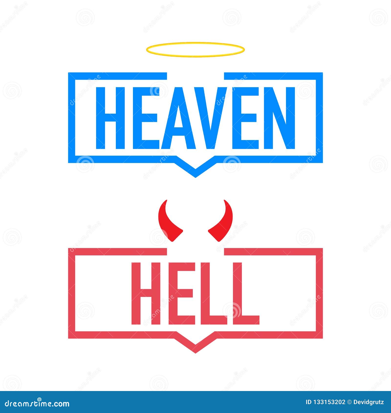Hell Or Heaven. Angel And Devil Symbol. Good And Bad On White ...
