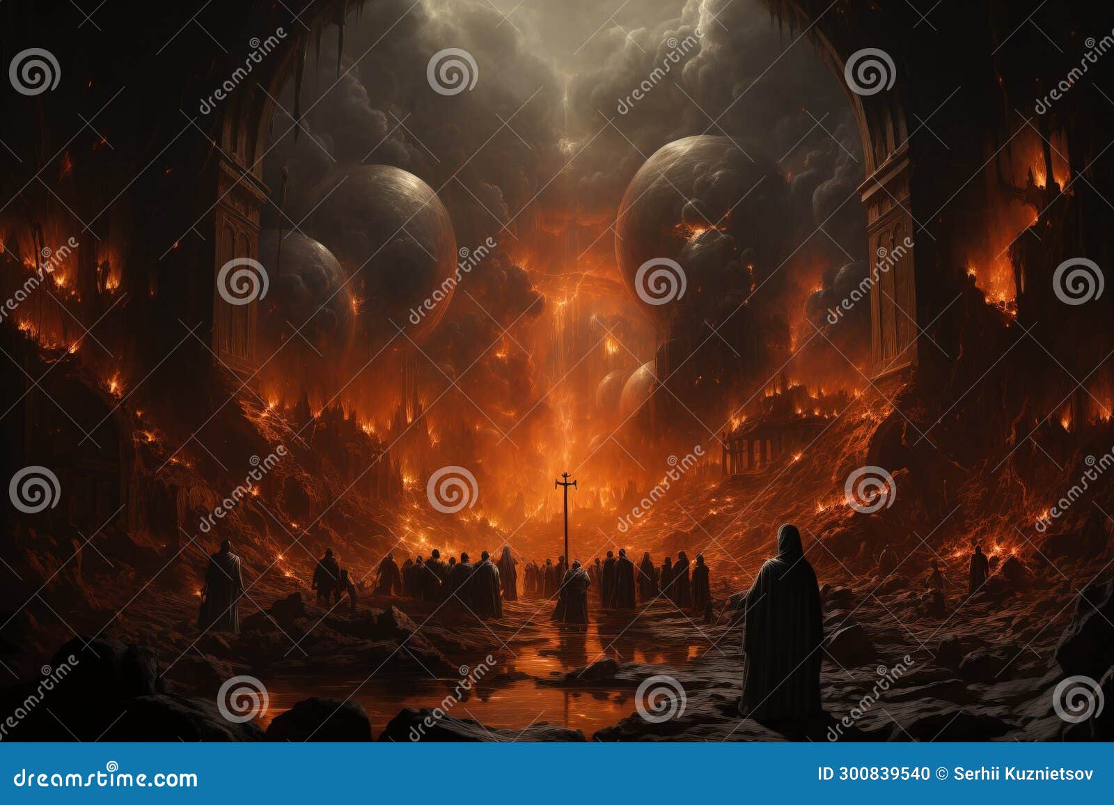 Hell Illustration. Religious Devil Fire. Afterlife of Sinners is with ...