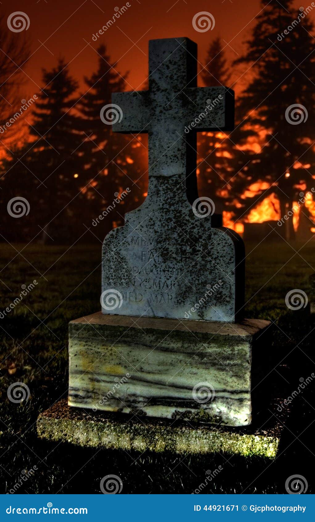 Hell stock image. Image of gravestone, cemetery, night - 44921671