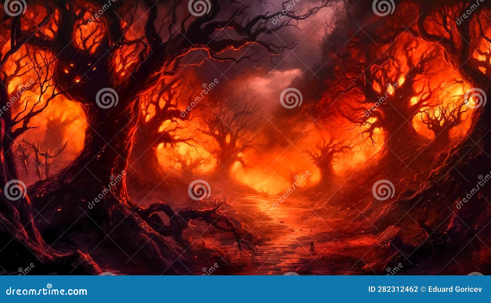 Hell in the Mysterious Haunted Forest, Made with Generative AI Stock ...