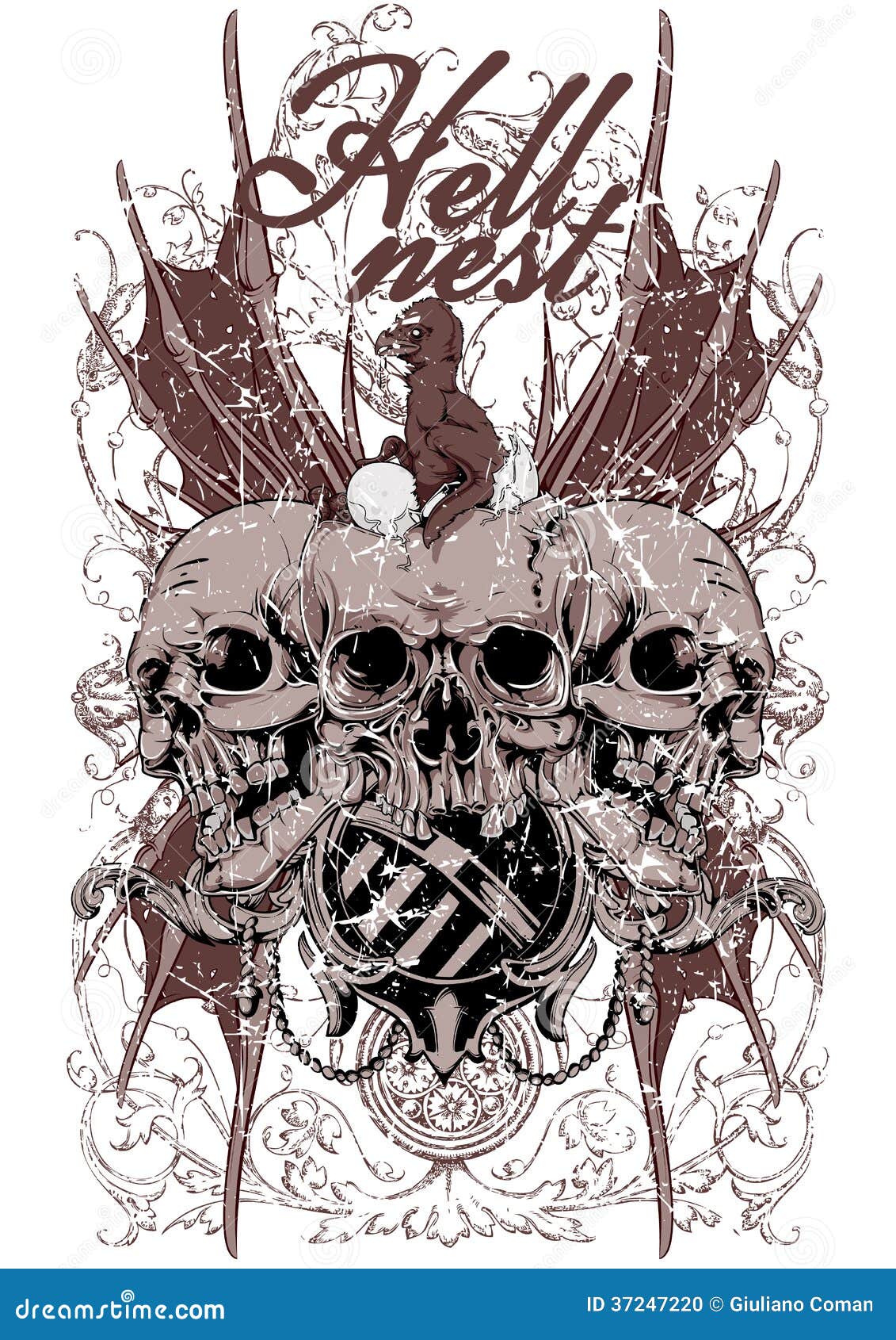 Hell nest stock vector. Illustration of evil, bone, poster - 37247220