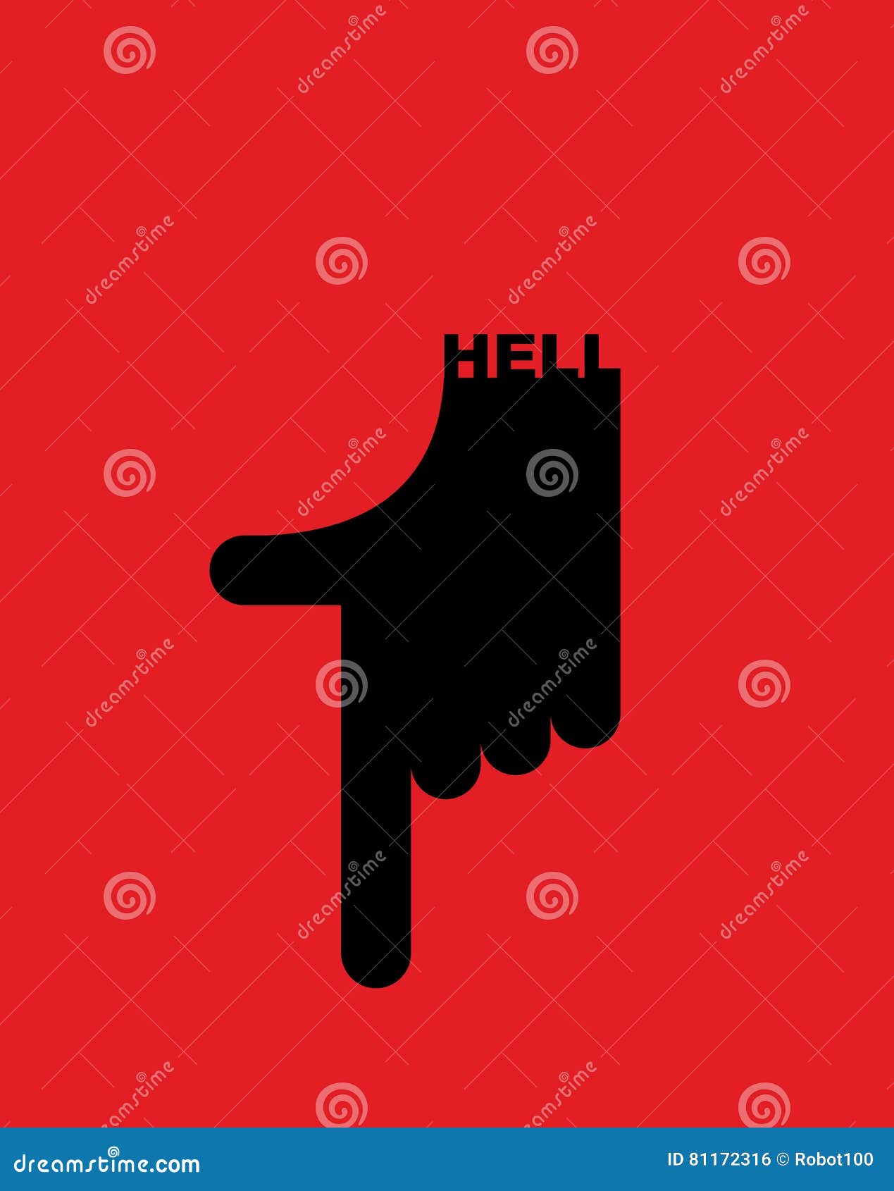 Hell Pointer Hand. Direction Down Stock Vector - Illustration of icon ...