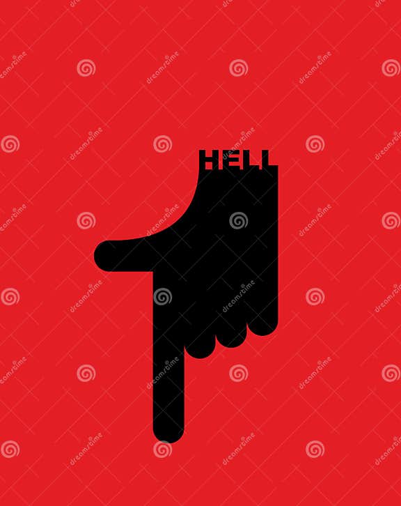 Hell Pointer Hand. Direction Down Stock Vector - Illustration of icon ...