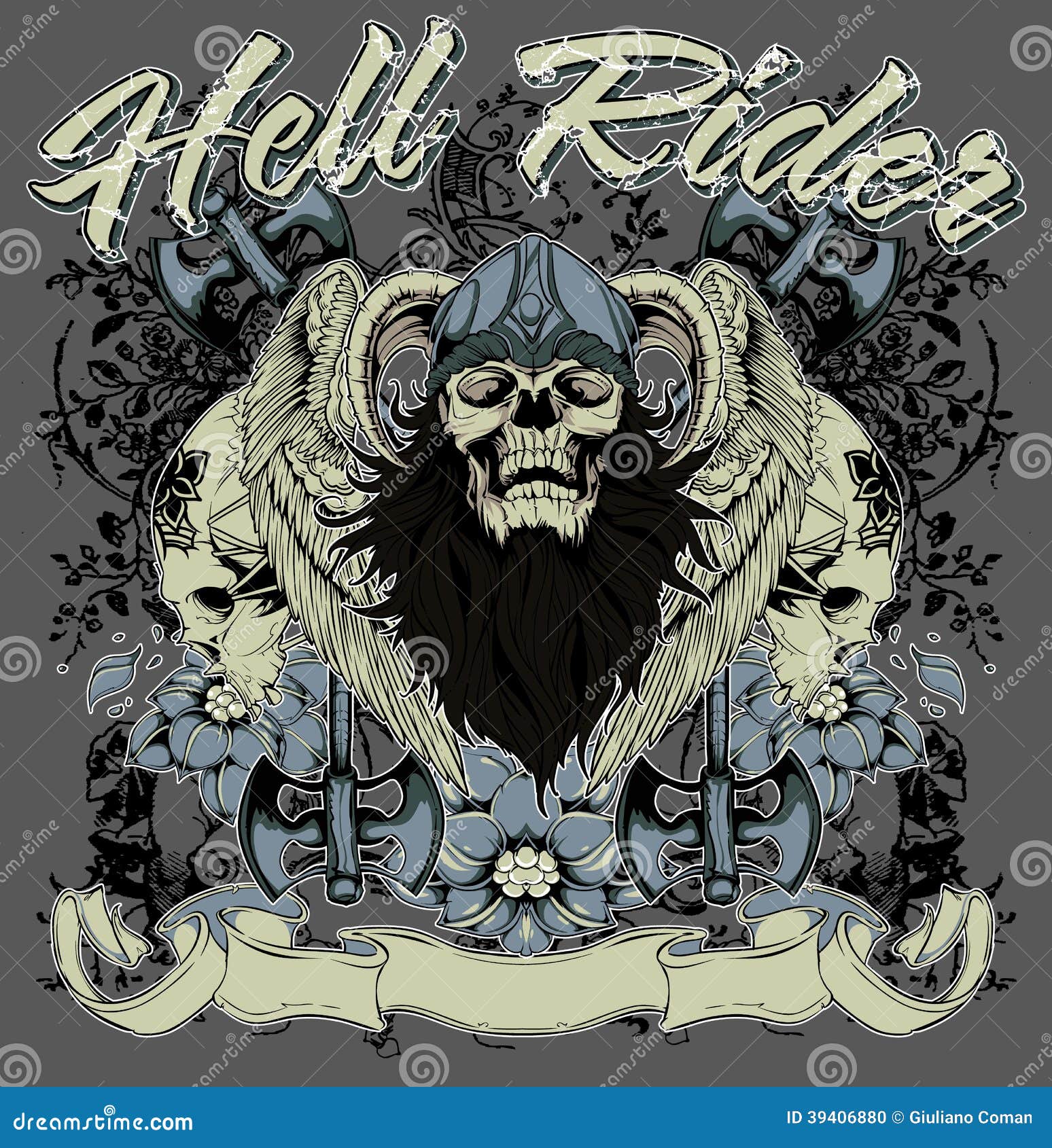 Hell rider stock vector. Illustration of emblem, longhair - 39406880