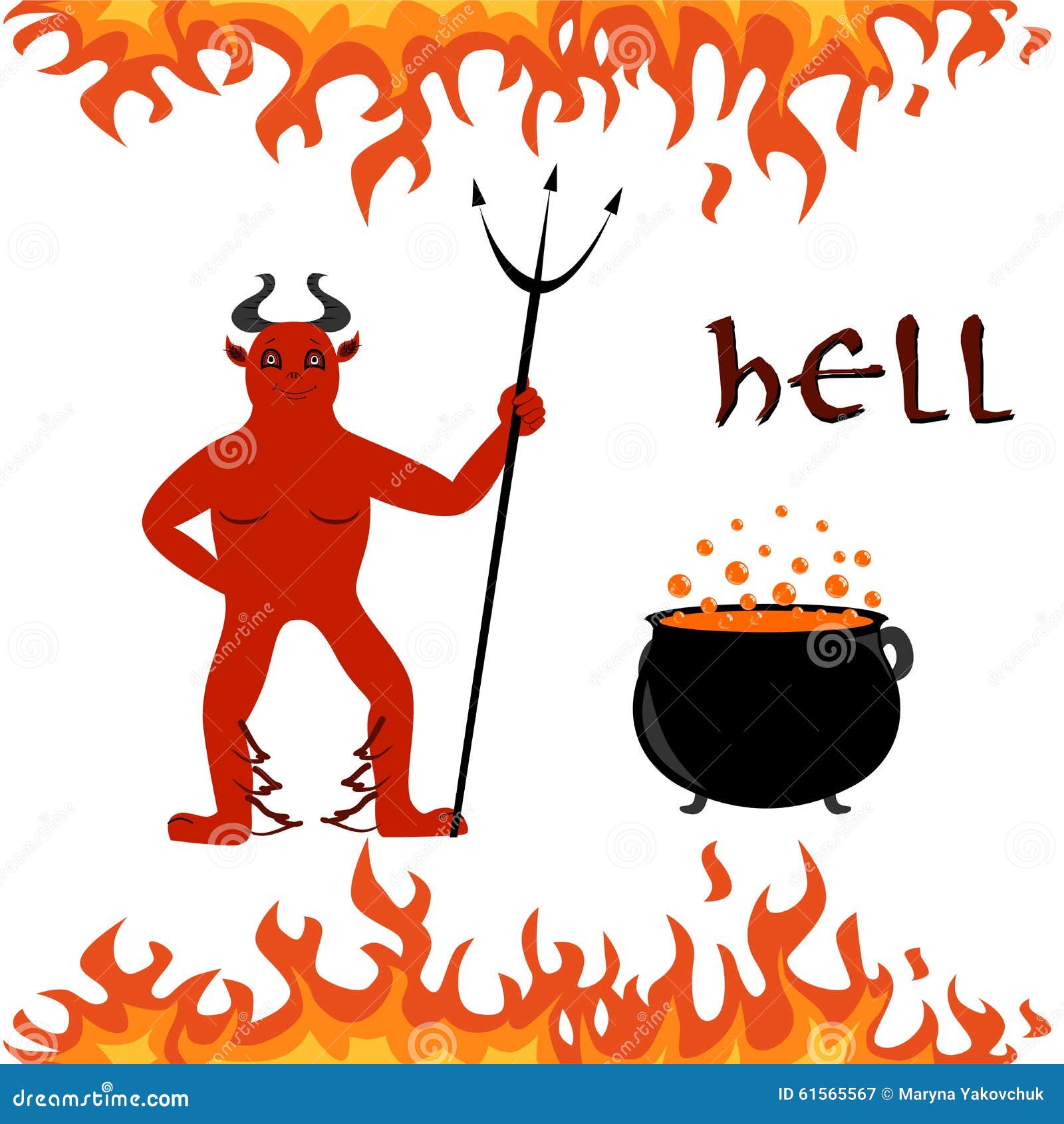 The hell set stock vector. Illustration of kids, fire - 61565567
