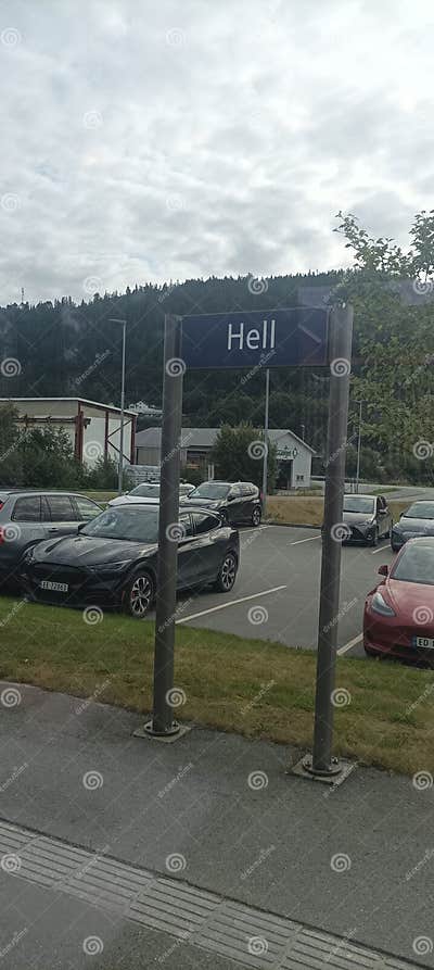 Hell Train Station Norway Sign Editorial Stock Photo - Image of station ...