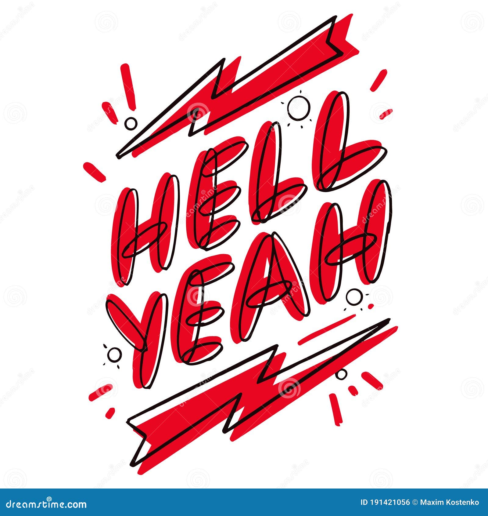 Hell Yeah Cute Cartoon Lettering With Angel Wings And Evil, Devil Horns ...