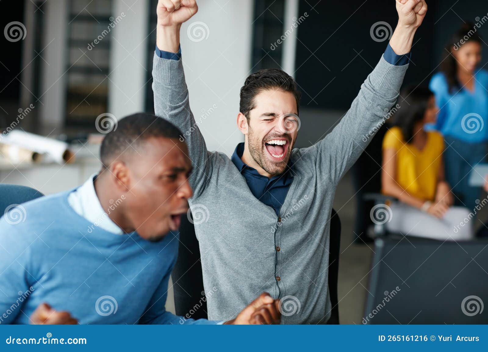 Hell Yeah. Two Businessmen Cheering in the Office. Stock Photo - Image ...