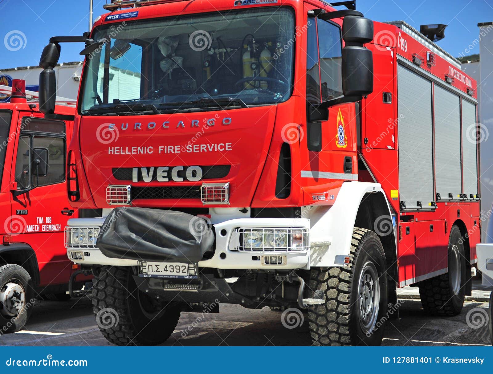 Hellenic Fire Service Engine in the Street Editorial Photo - Image of ...