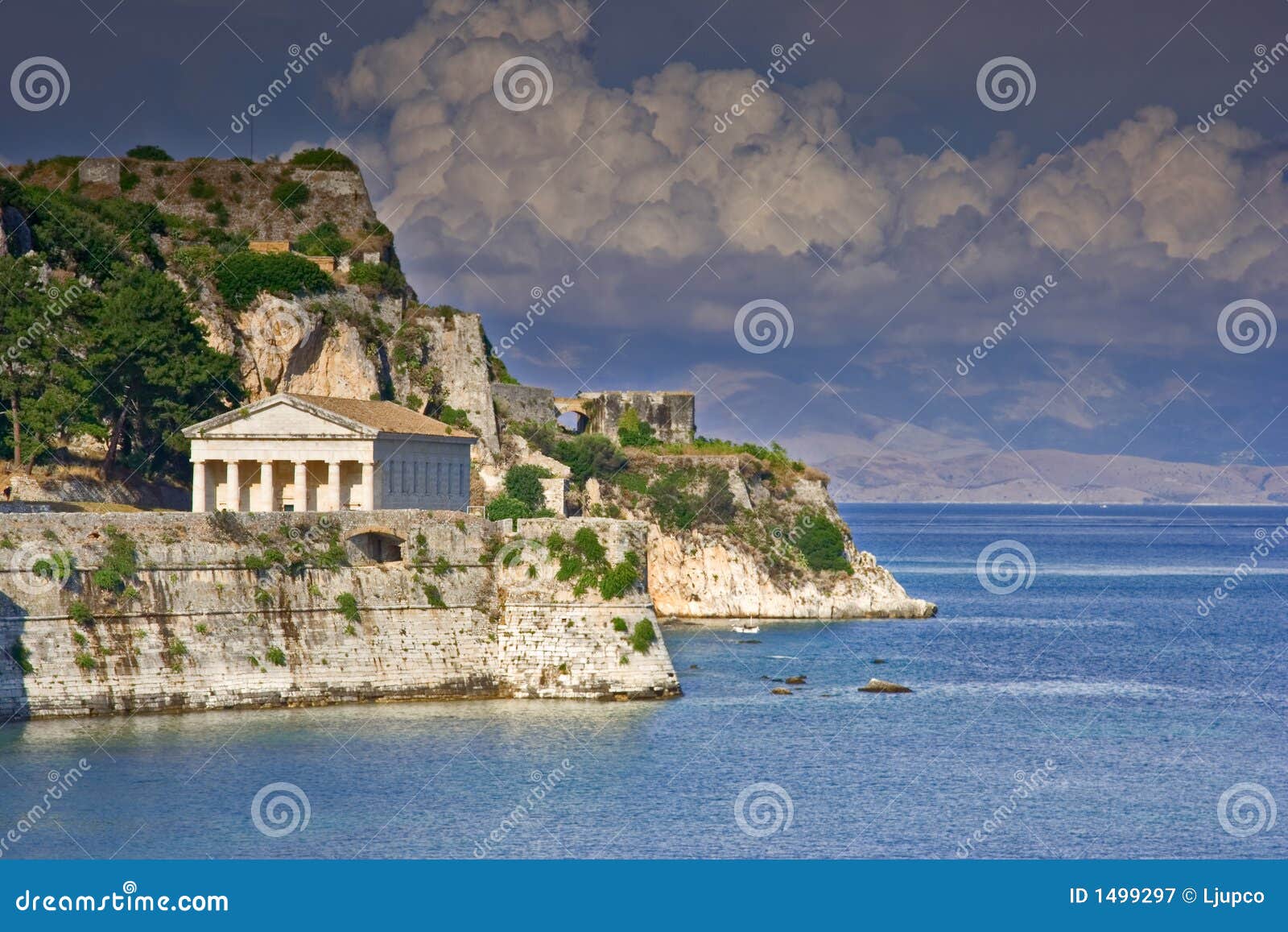 Hellenic Temple at Corfu Island Stock Image - Image of architecture ...
